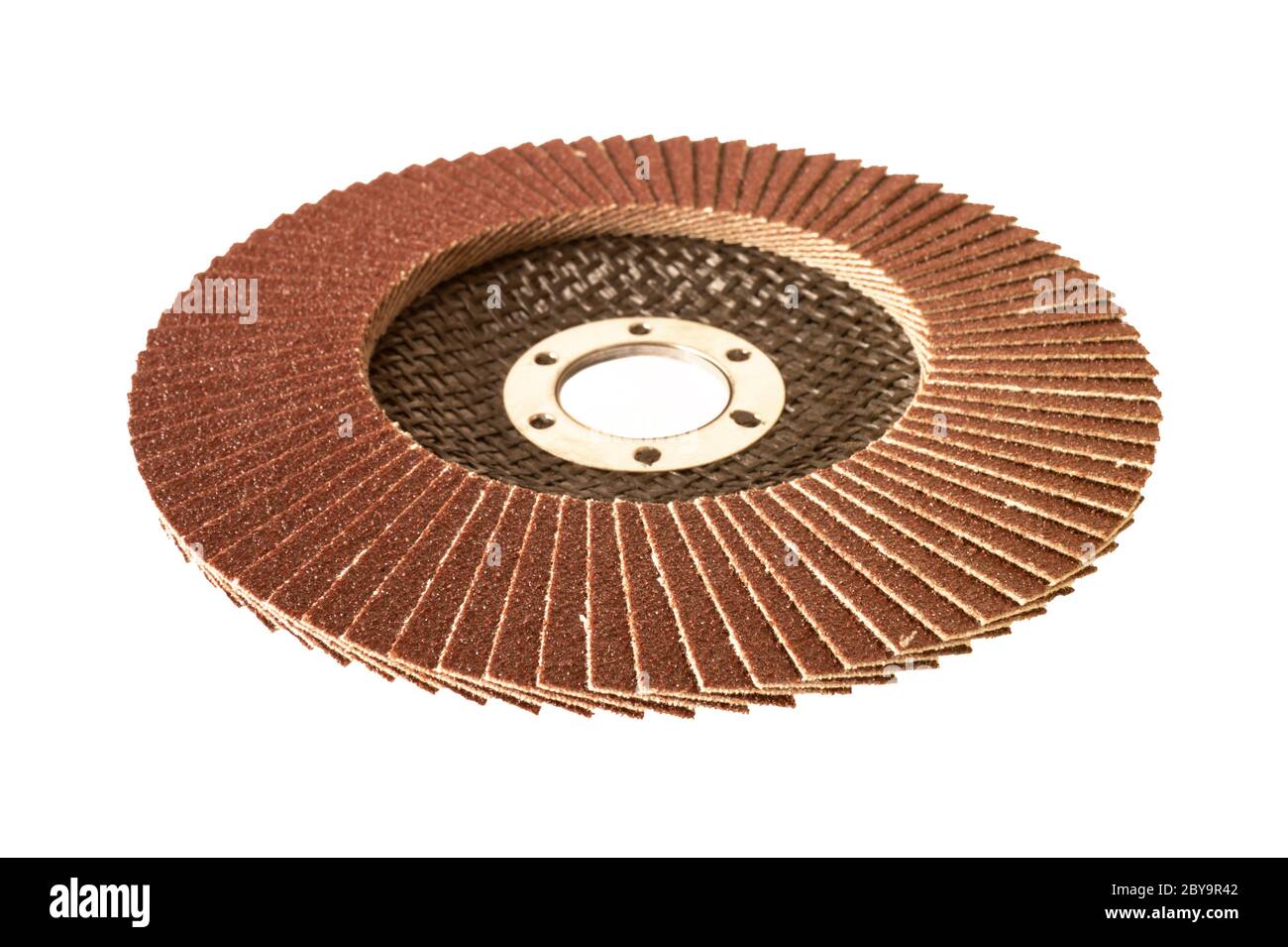 The Polishing disk with brown sandpaper insulated on white background ...