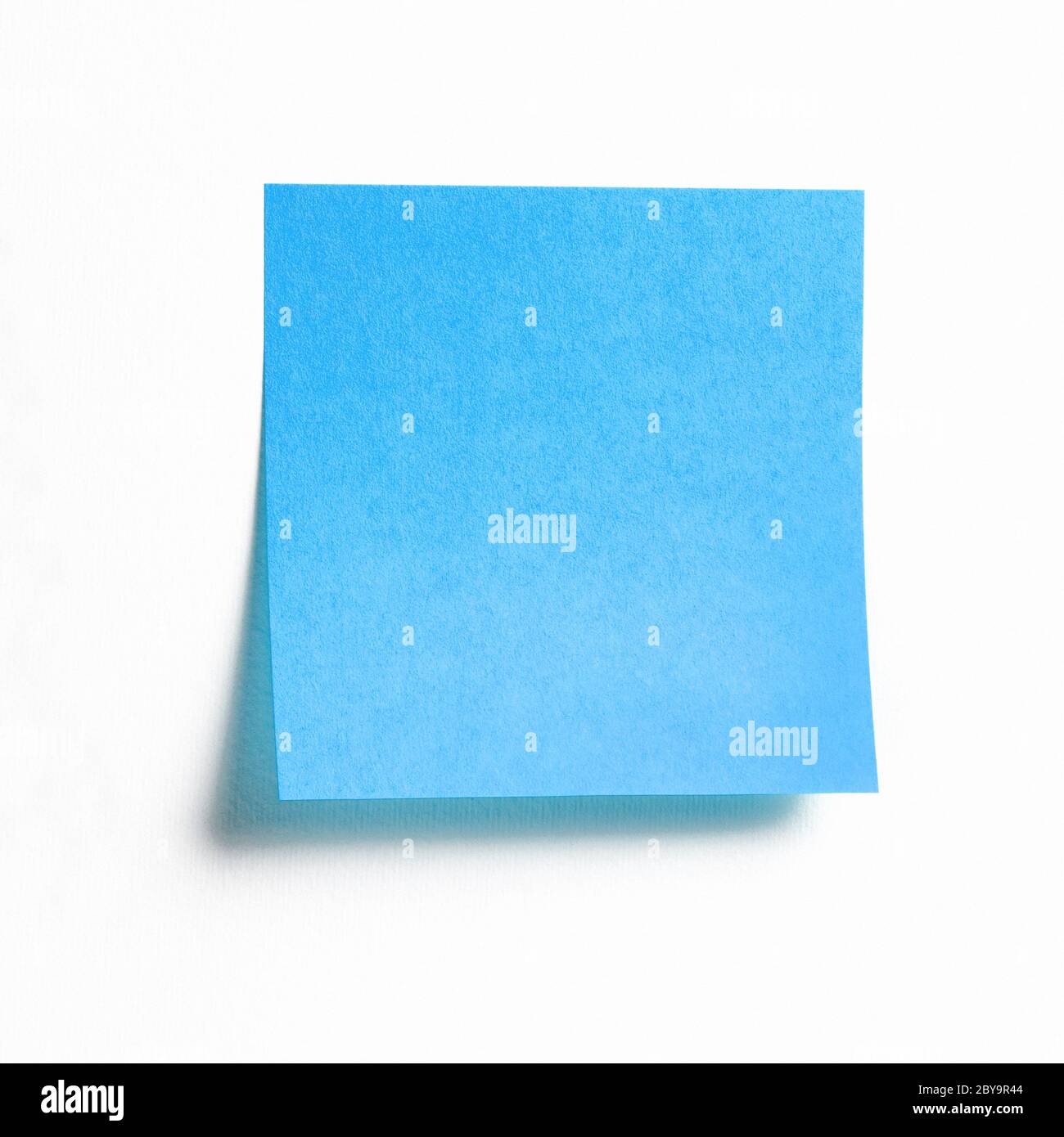 Blue sticky note isolated on white background, front view adhesive ...