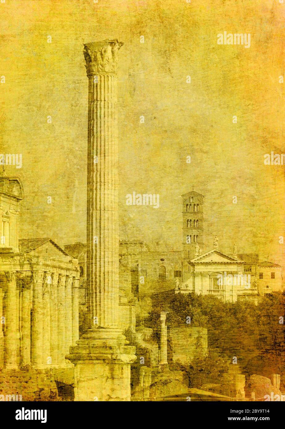 vintage image of roman ruins, rome, italy Stock Photo - Alamy