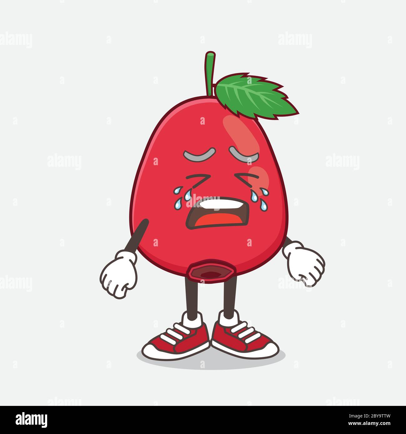 An illustration of Rose Hip Fruit cartoon mascot character with crying ...