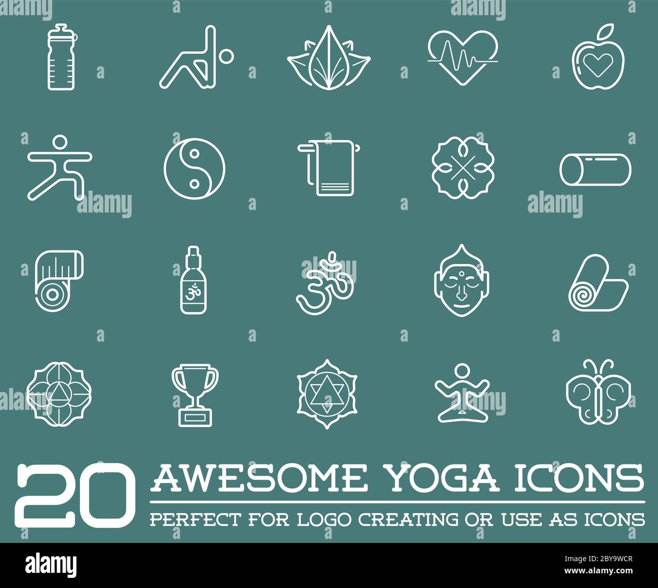 Set of Vector Yoga Zen Sport Elements and Fitness Healthy Illustration ...