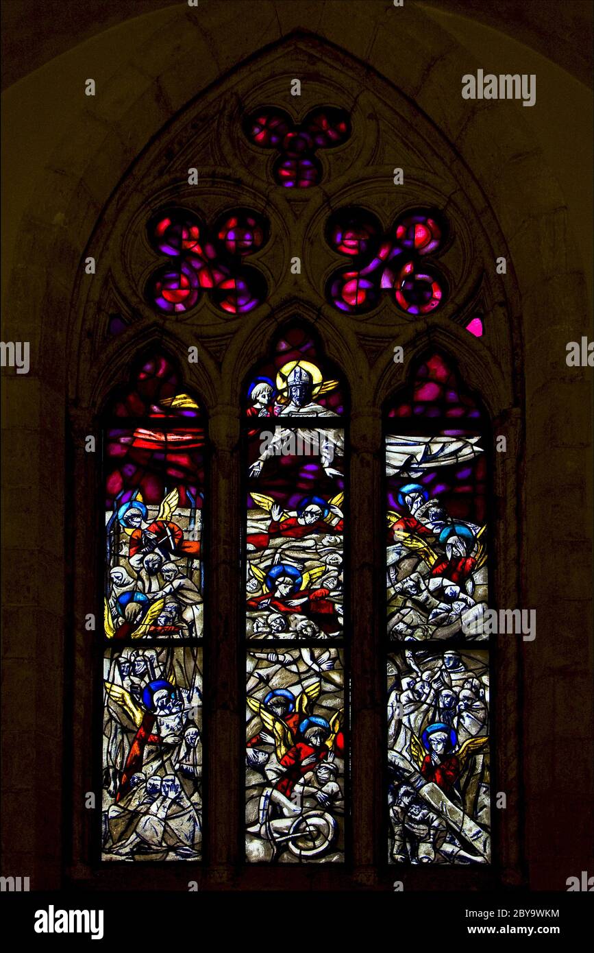 the colored rose window Stock Photo - Alamy