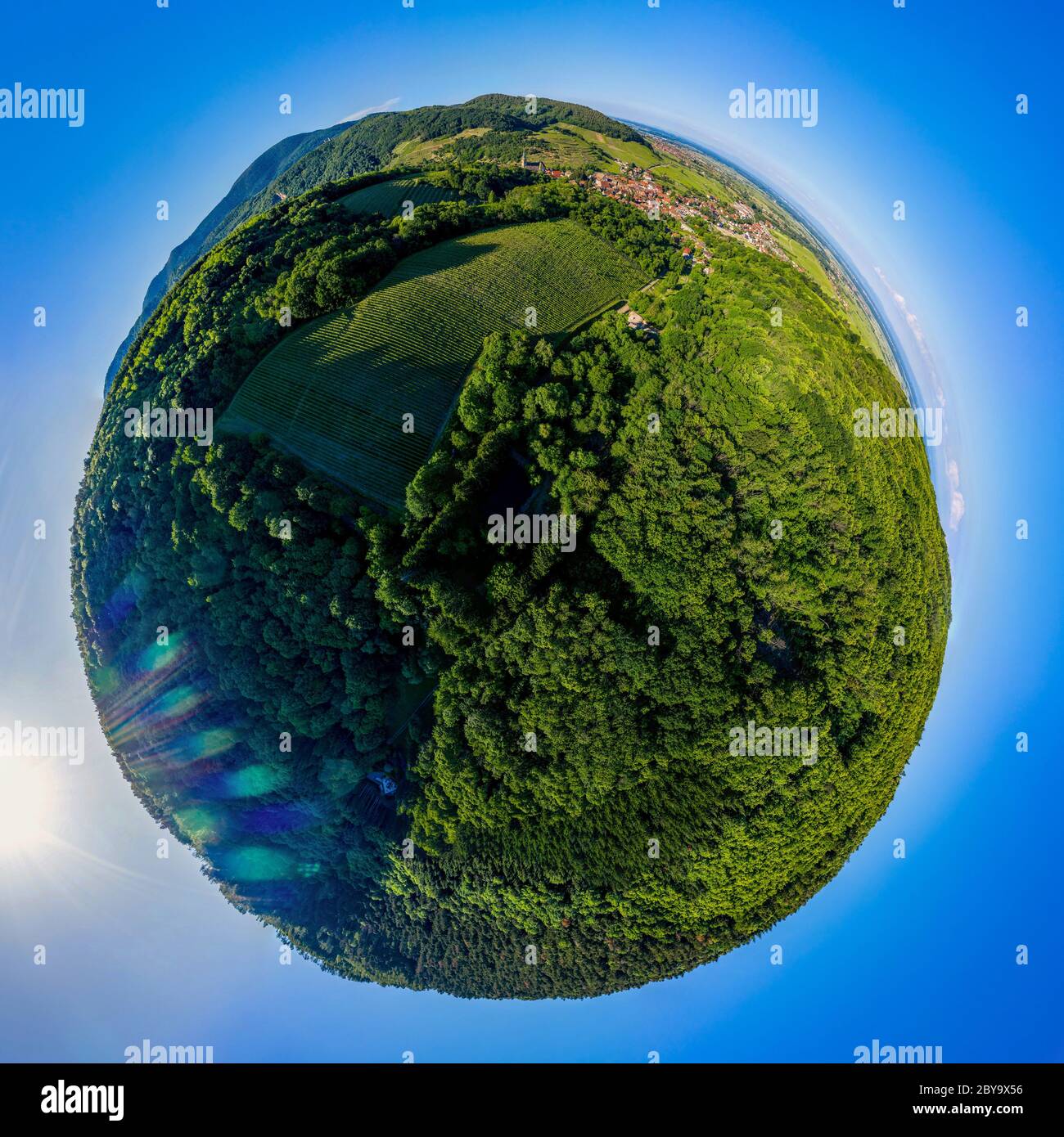 Abstract image of a small planet. Taken from the drone. Circular ...