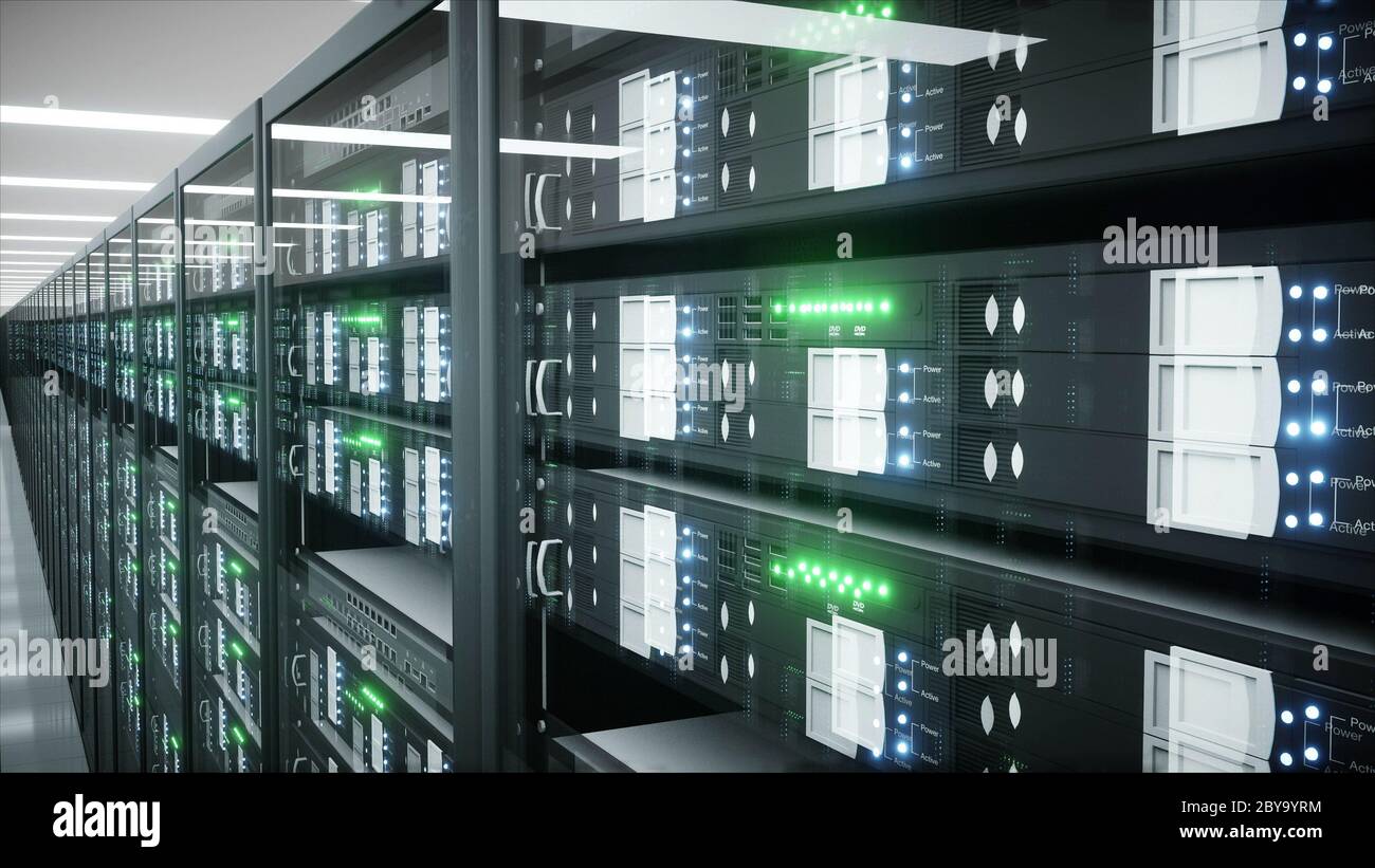 interior of server room in datacenter. 3d rendering Stock Photo - Alamy