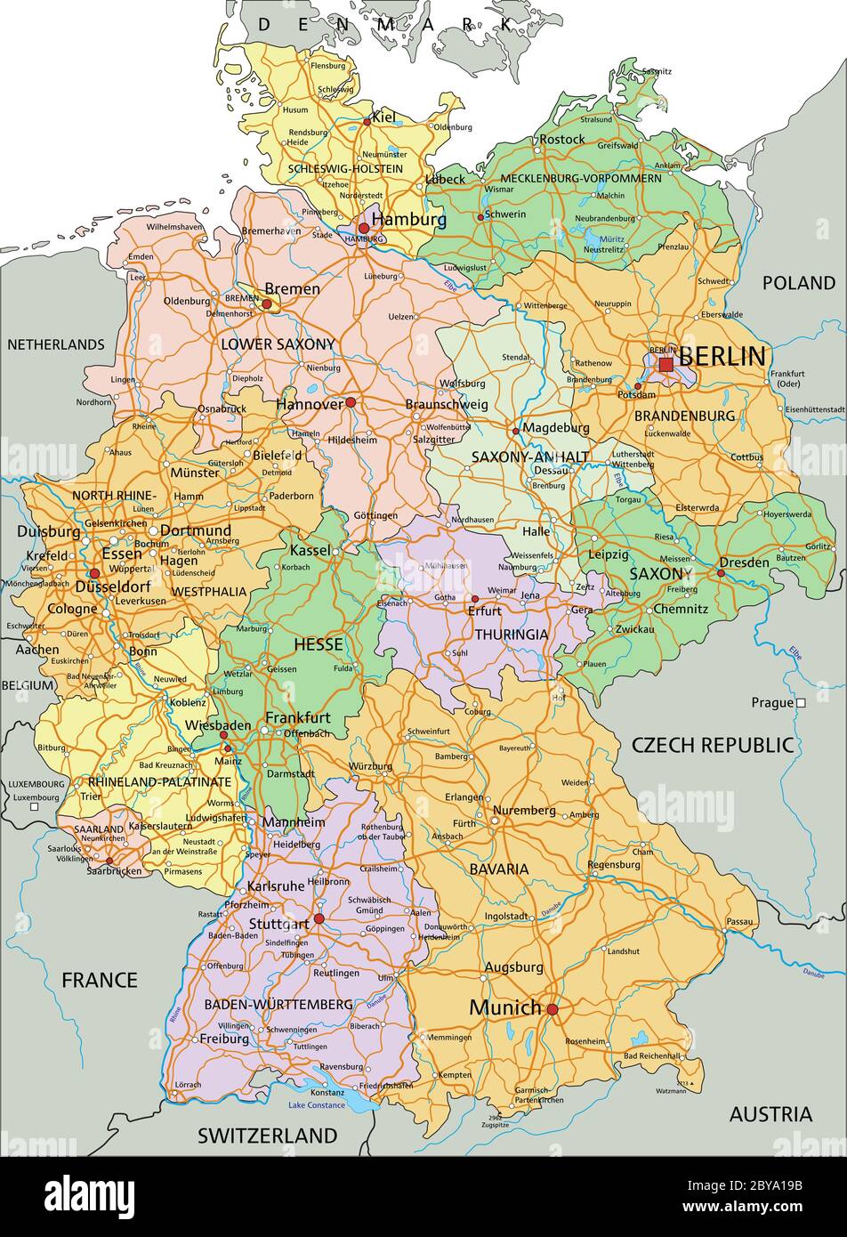 Germany - Highly detailed editable political map with separated layers ...