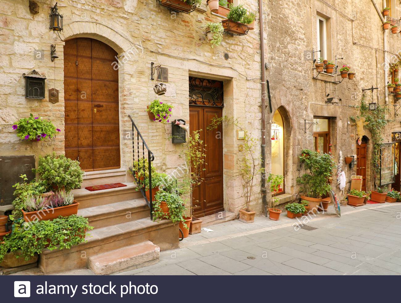 Typical Italian Village Street Scene High Resolution Stock Photography ...