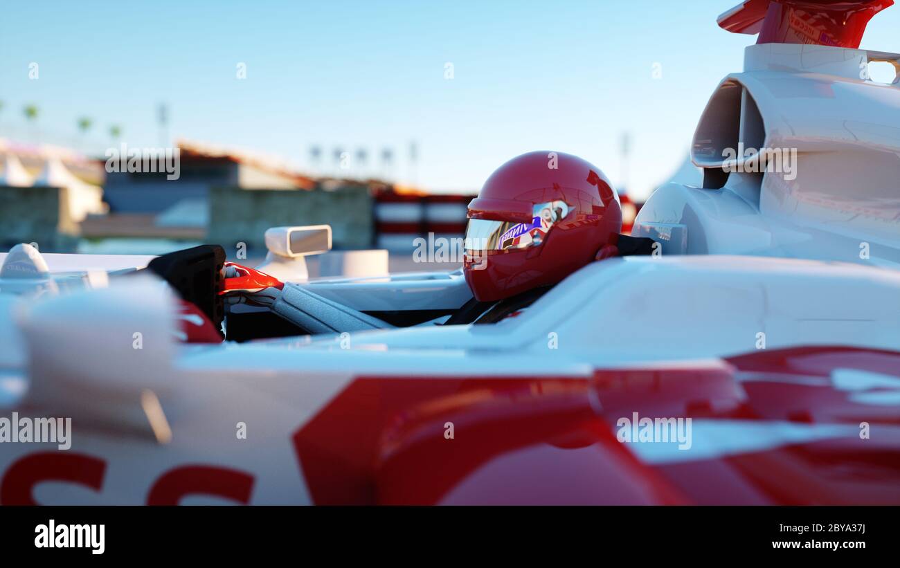 Racer of formula 1 in a racing car. Race and motivation concept ...