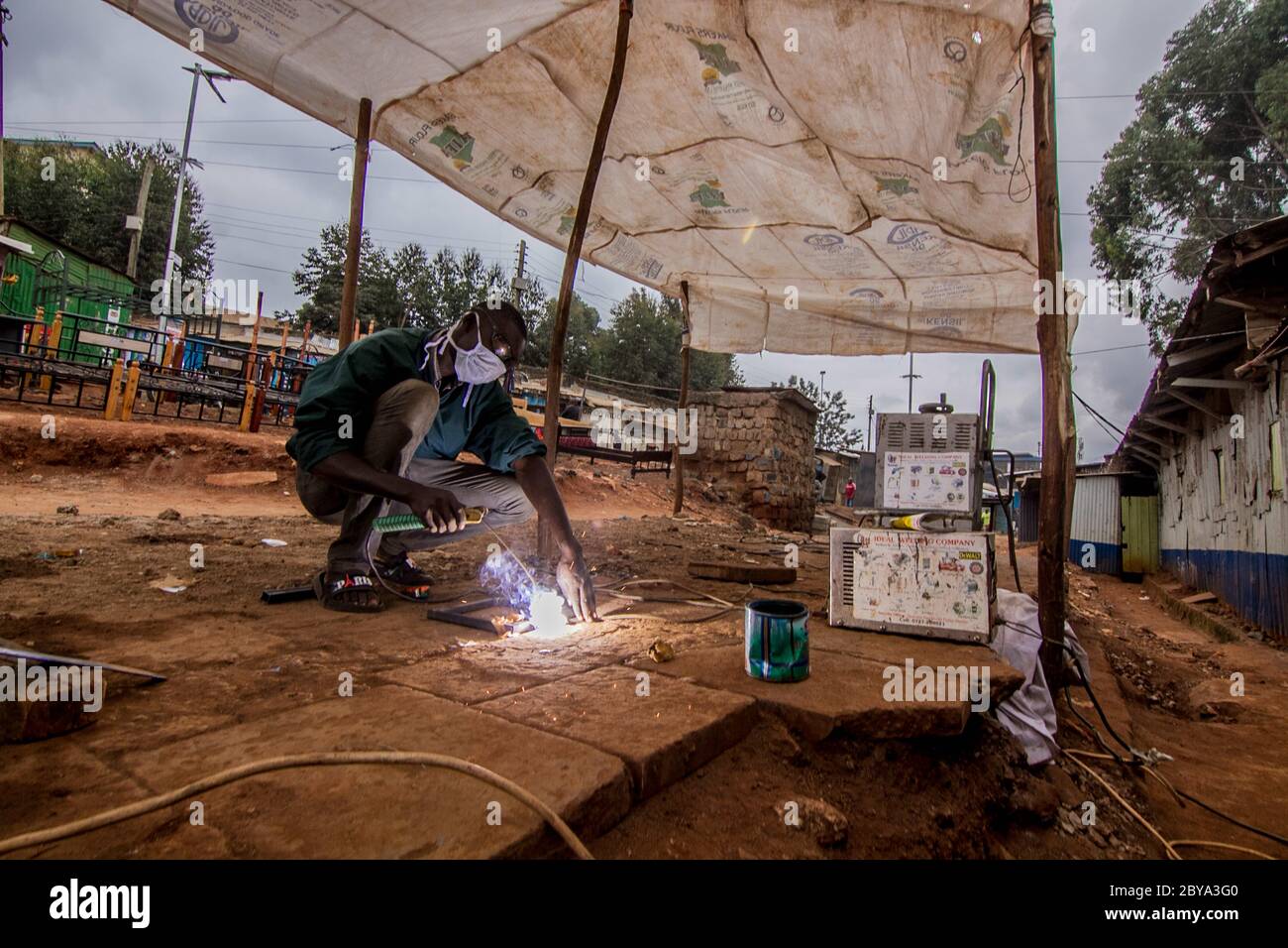 Nairobi, Kenya. 8th June, 2020. A metal Smith is seen back at work ...