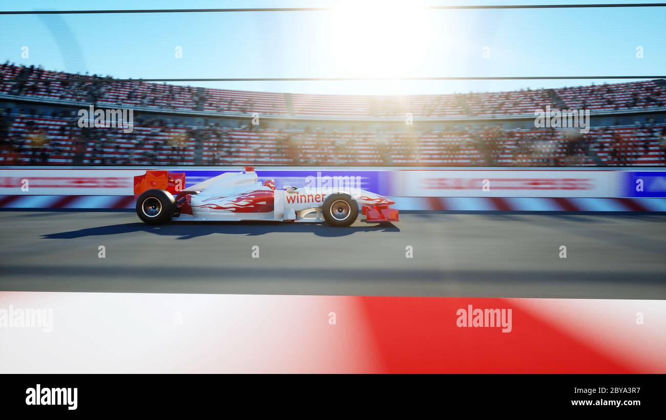 Race car. Very fast driving. 3d rendering Stock Photo - Alamy