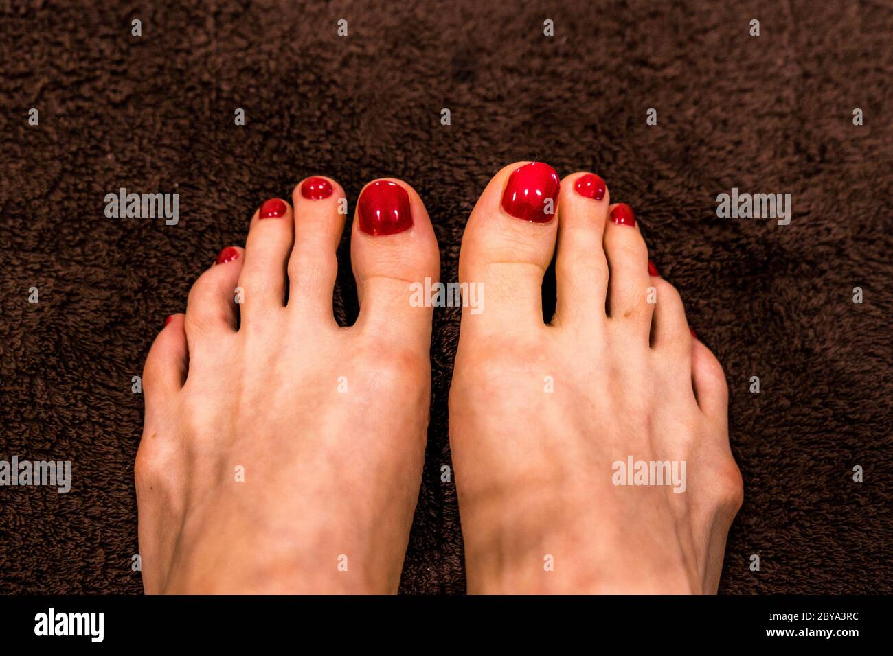 Pedicure on soft background. Natural cosmetic. Woman body care. Body ...