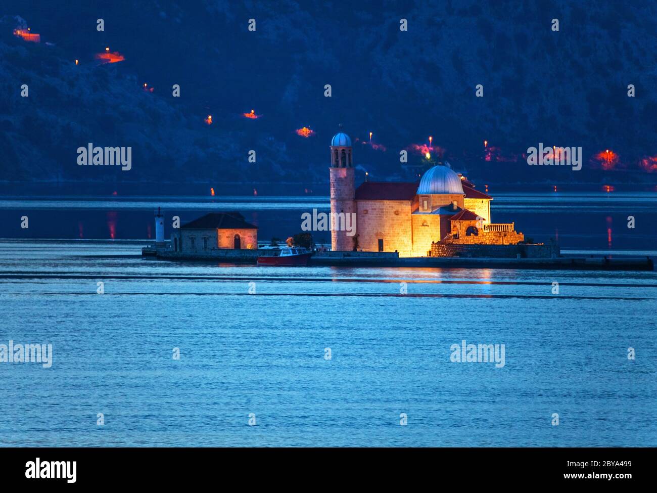 The old church in the sea at night Stock Photo - Alamy