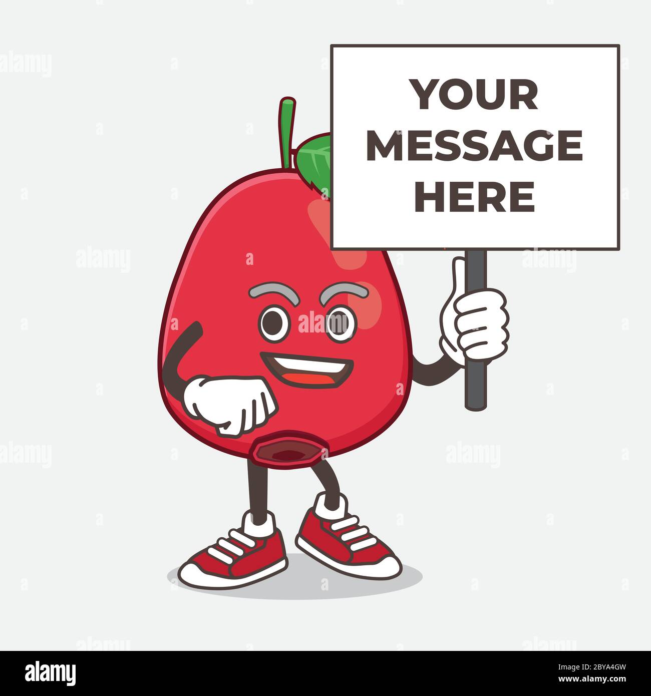 An illustration of Rose Hip Fruit cartoon mascot character with board ...