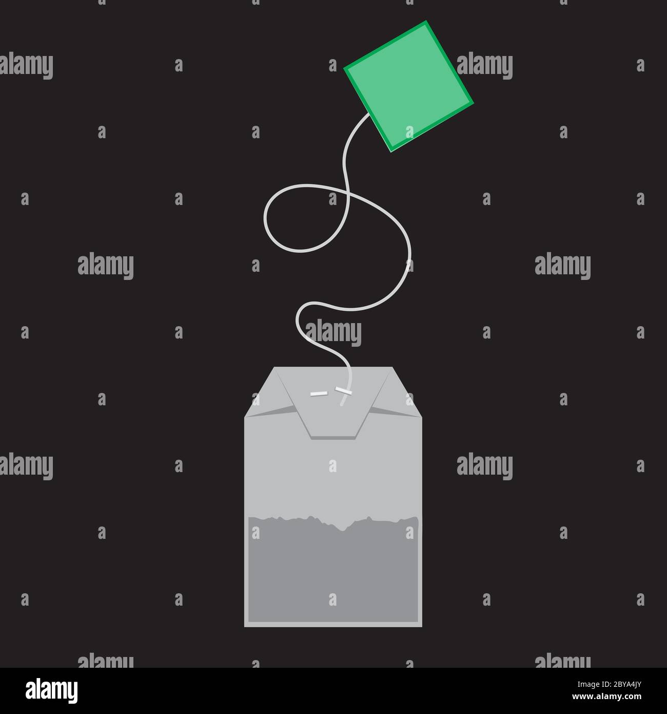 tea bag design element on a black isolated background. Vector image ...