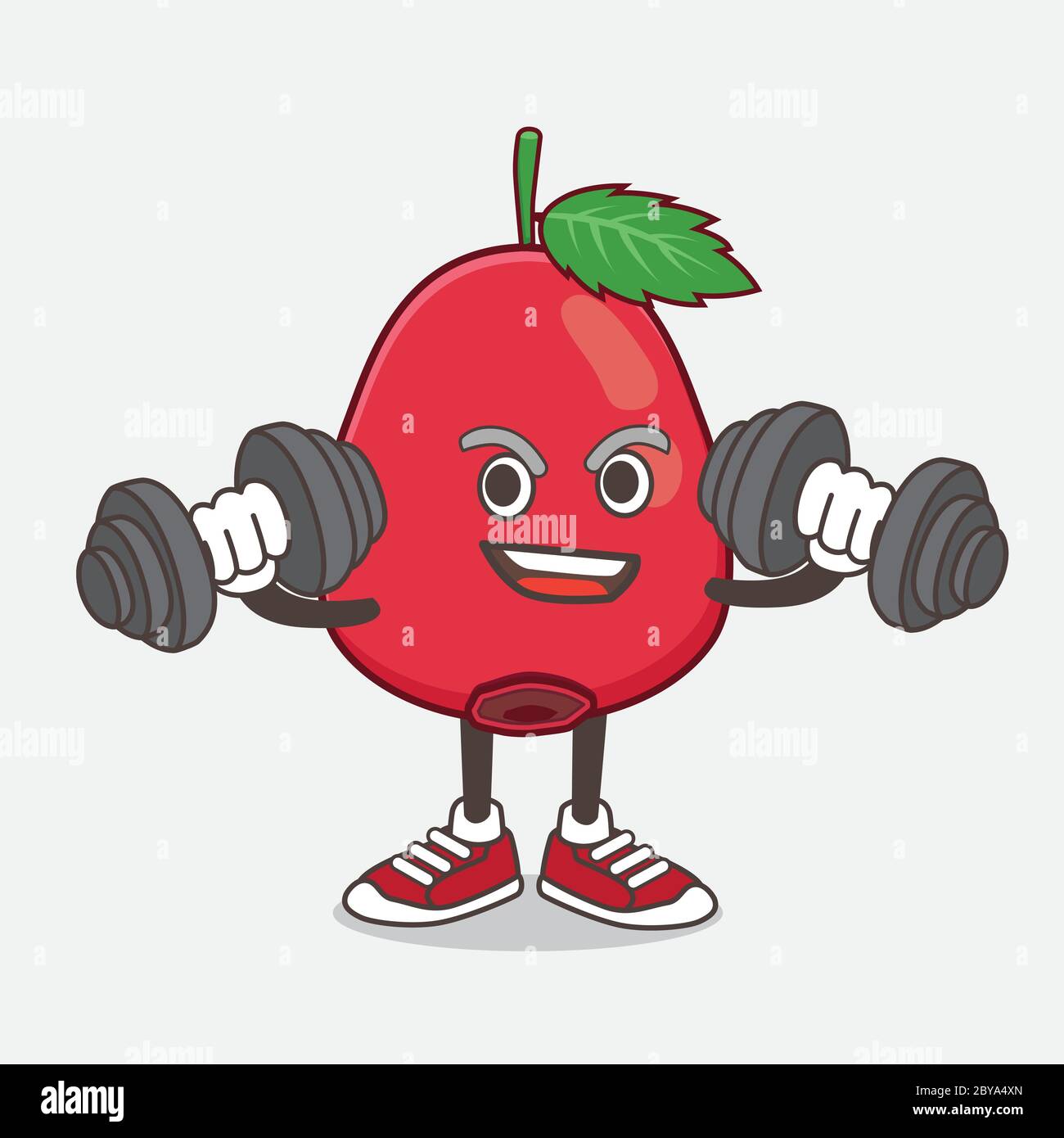 An illustration of Rose Hip Fruit cartoon mascot character on fitness ...