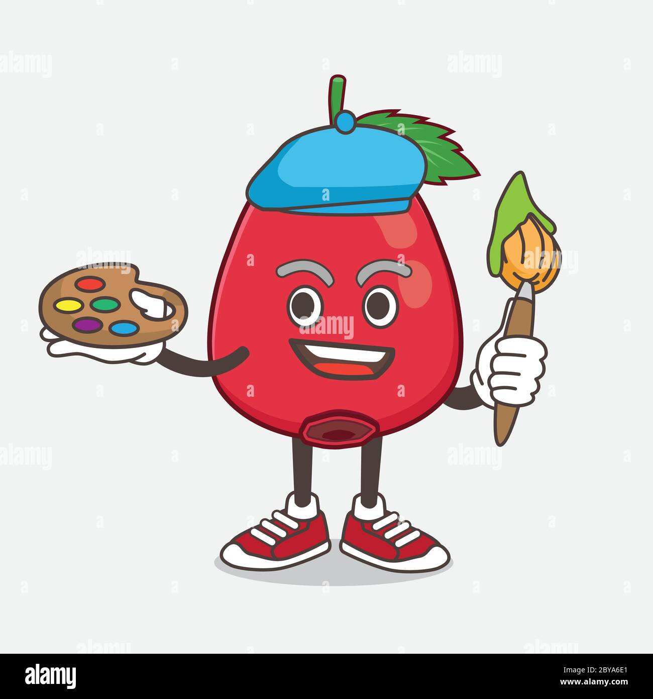 An illustration of Rose Hip Fruit cartoon mascot character painter ...