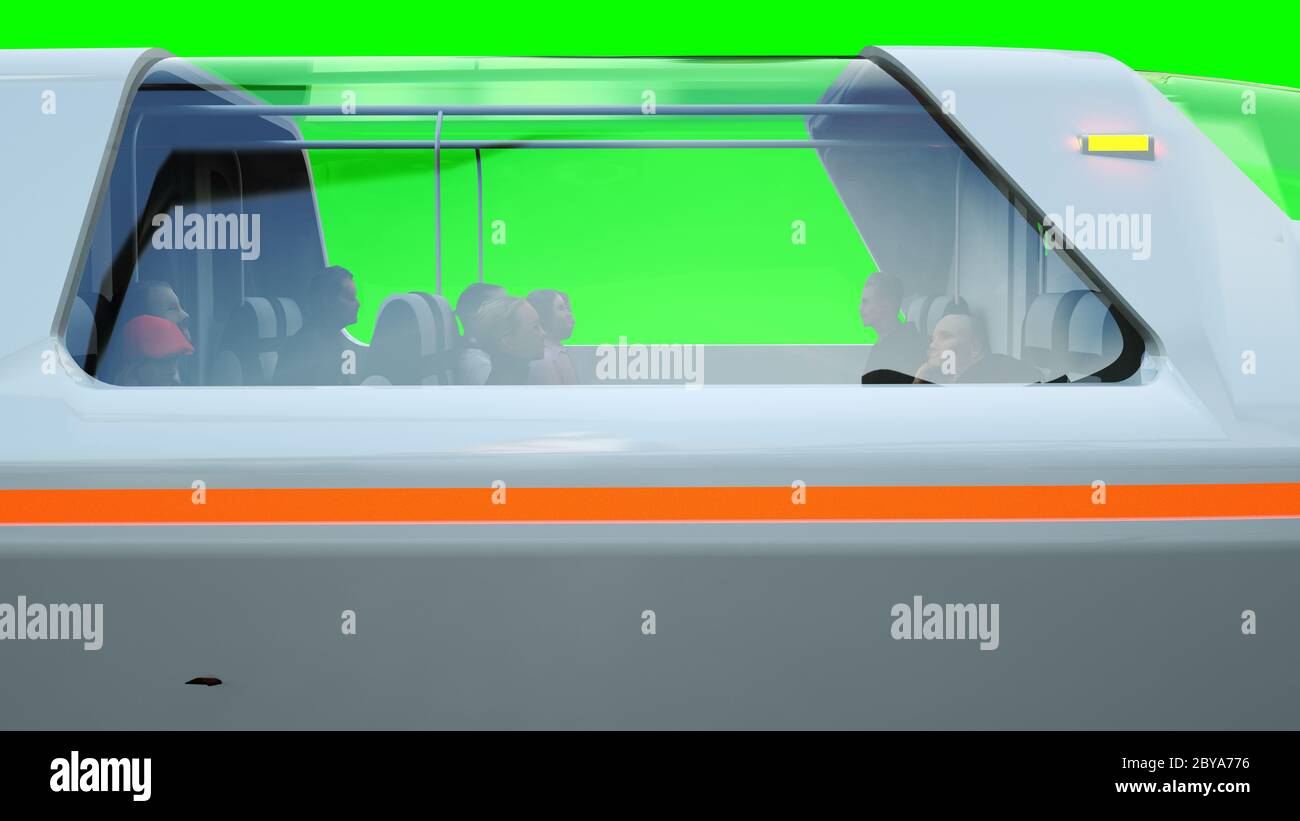 futuristic passenger flying bus. Transport of the future. 3d rendering ...