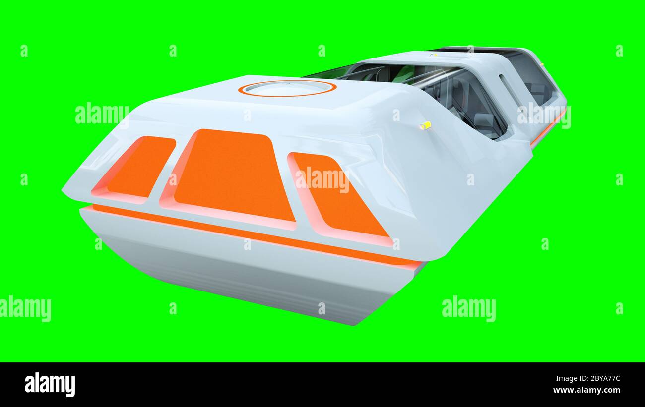 futuristic passenger flying bus. Transport of the future. 3d rendering ...