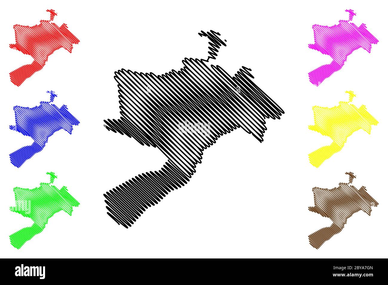 Sibiu City (Republic of Romania) map vector illustration, scribble ...