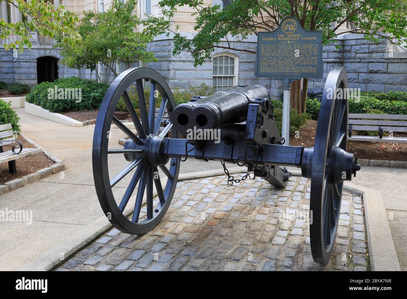 Double-Barrelled Cannon outside City Hall,Athens,Georgia,USA Stock ...