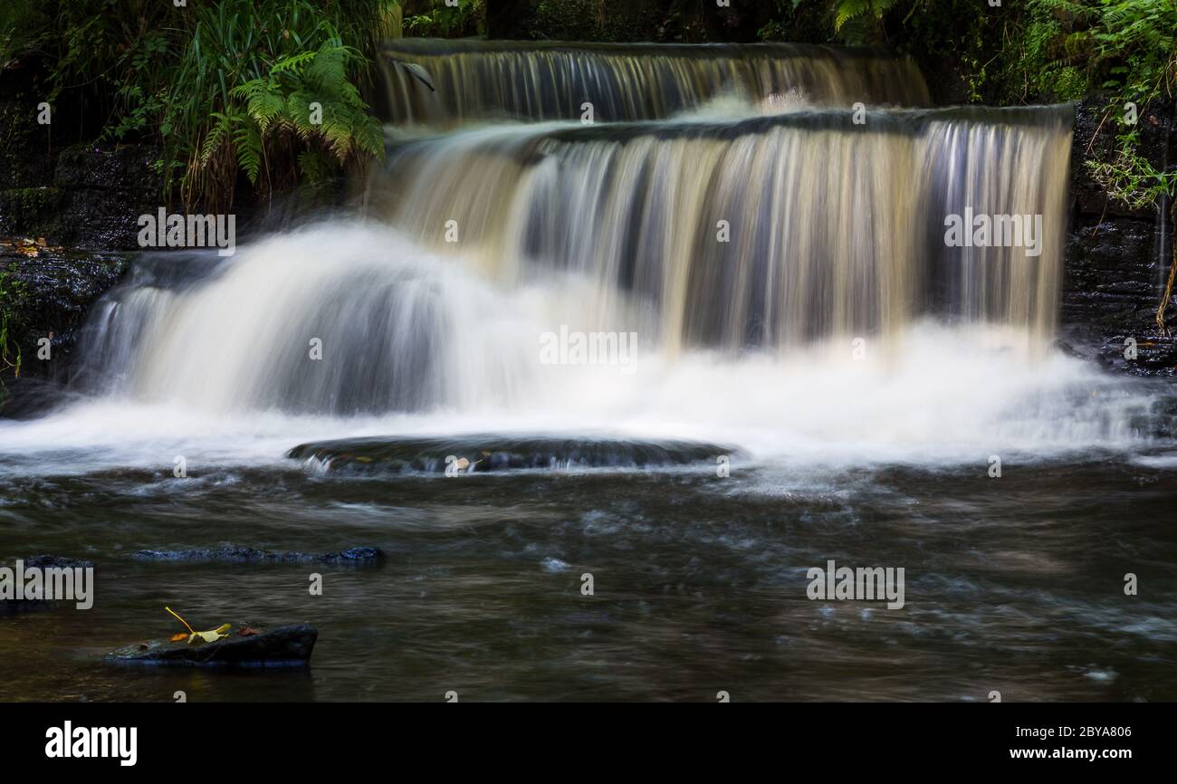Series of cascades on the Rivelin River near Sheffield Stock Photo - Alamy