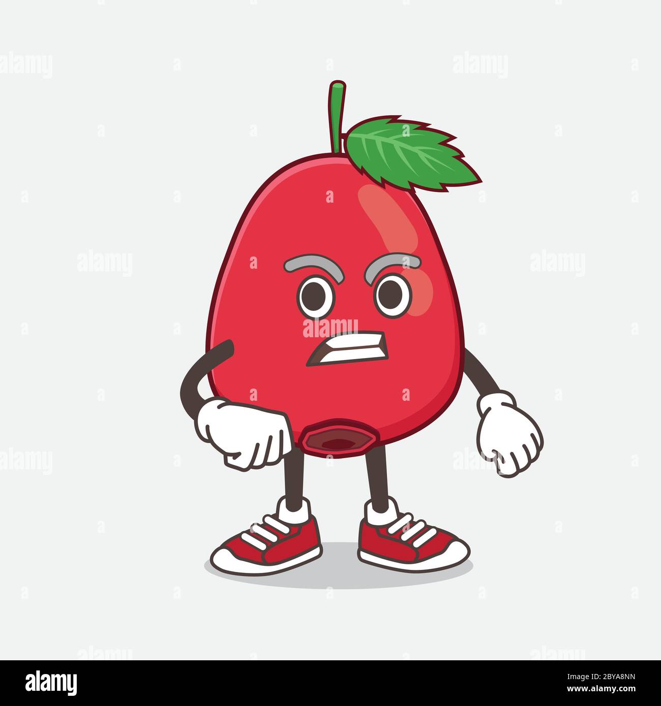 An illustration of Rose Hip Fruit cartoon mascot character with angry ...