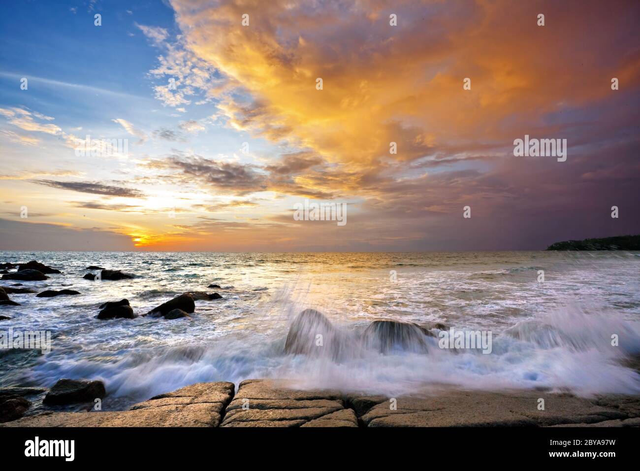 Tropical colorful sunset Stock Photo - Alamy