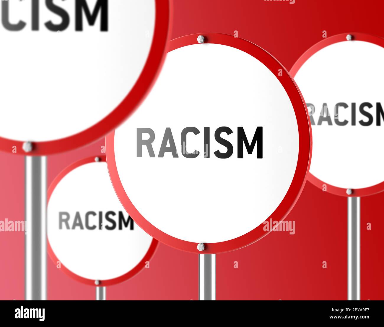 Road Traffic Signs With Racism Bans and Forbiddances. Creative Collage ...