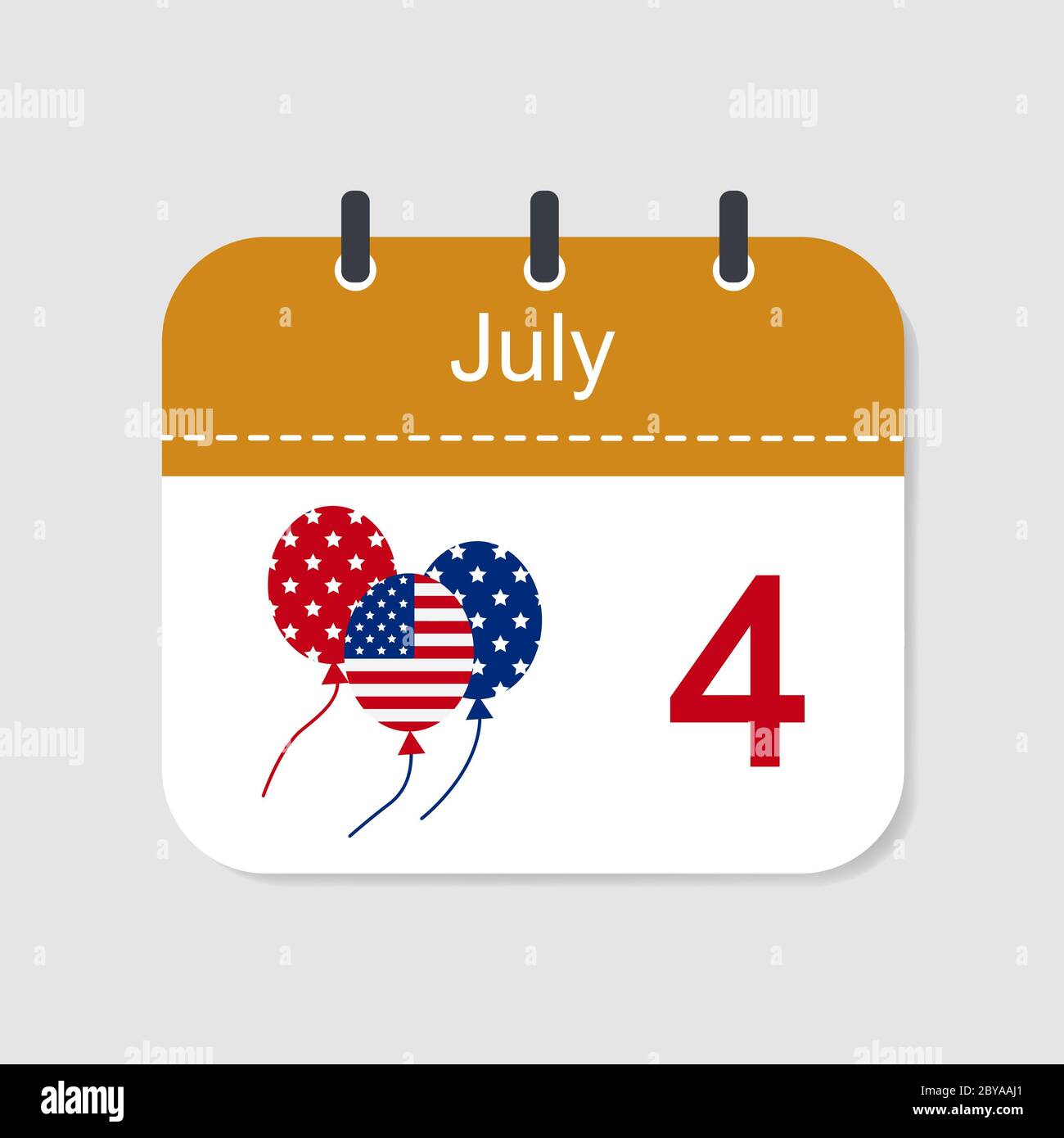 Calendar Icon. July 4th Independence Day of United States of America ...