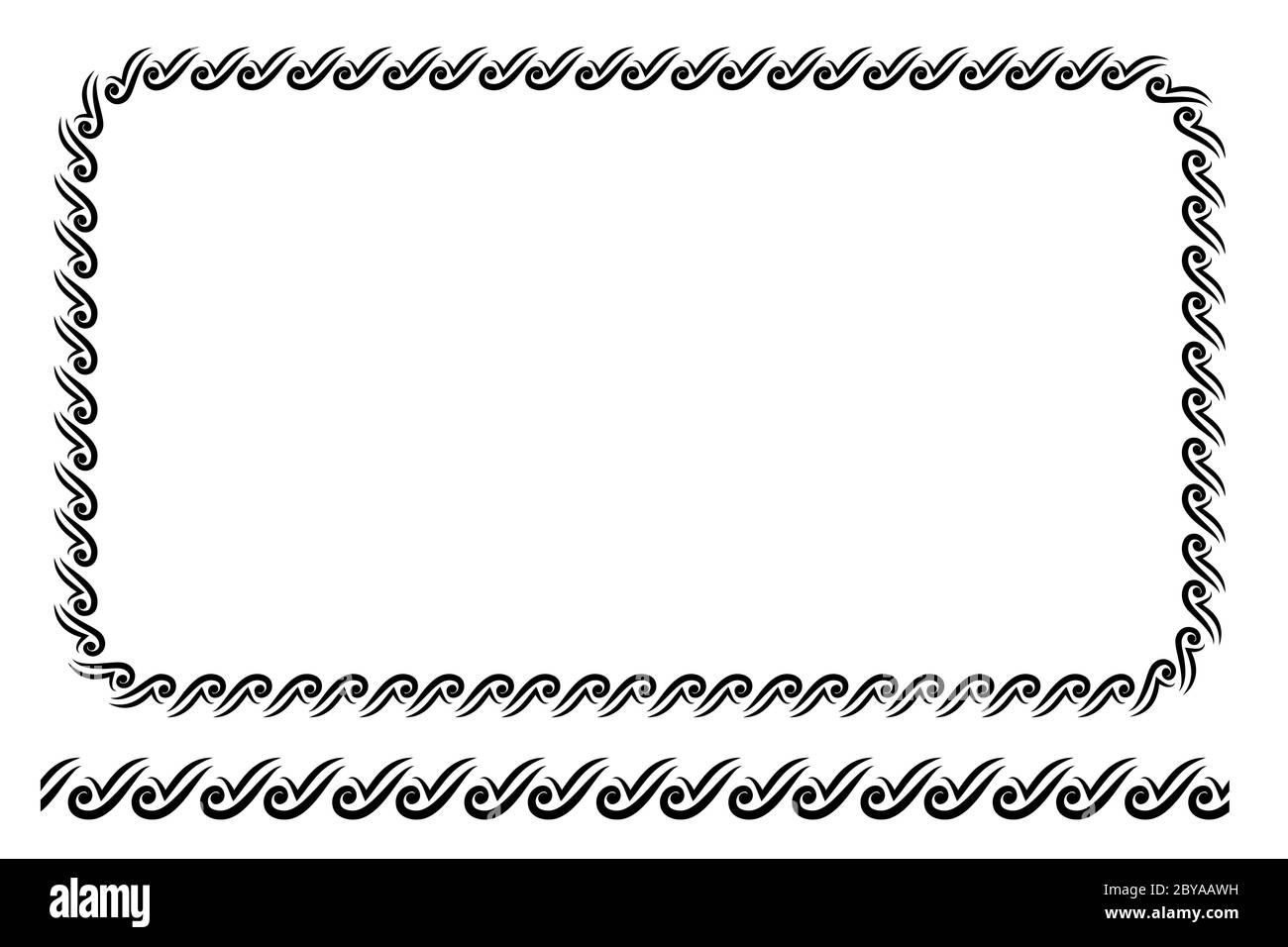 Vector Black Rounded Corner Rectangle Floral Frame, Isolated On White ...