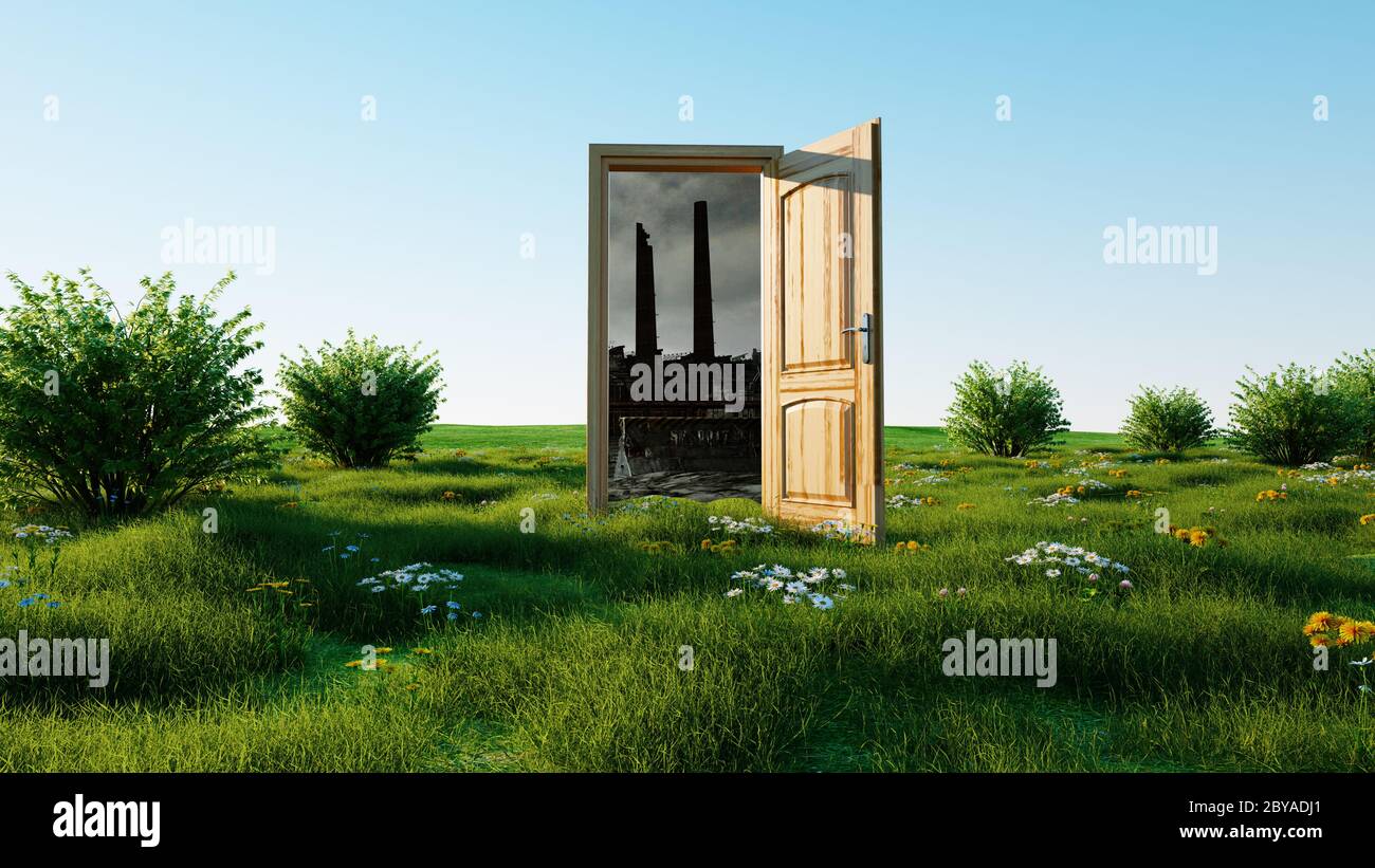 opened door. A portal between nature and ecological catastrophe ...