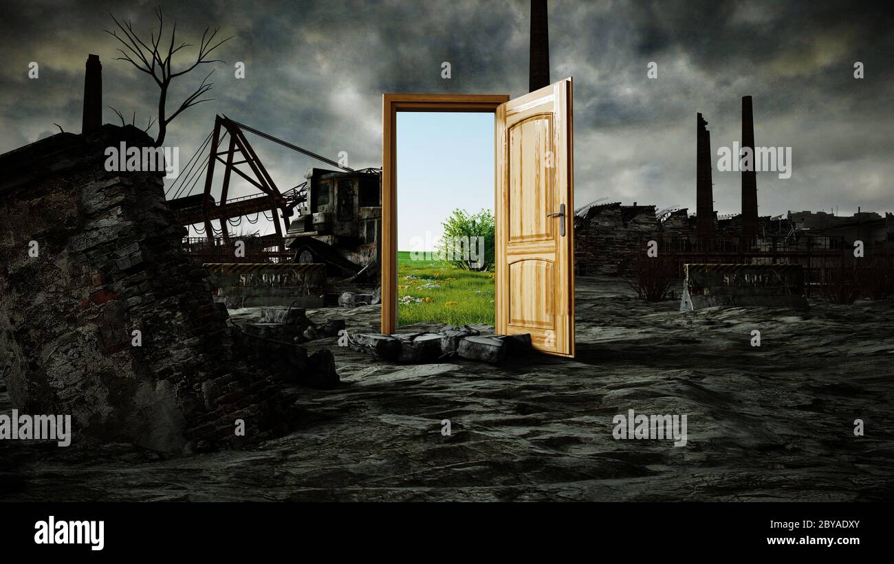opened door. A portal between nature and ecological catastrophe ...