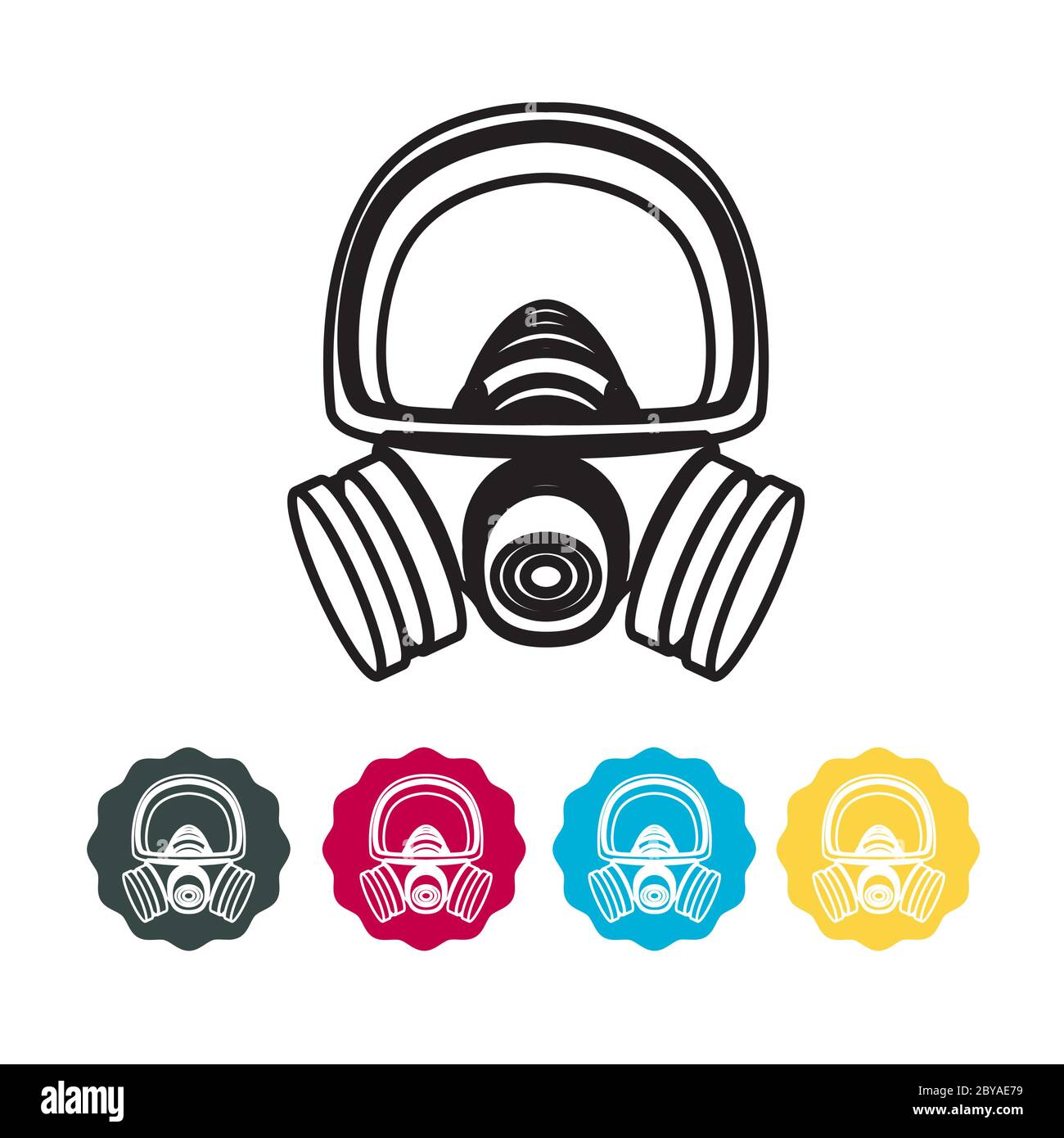 Full Face Industrial Grade Respiratory Protective Mask - Icon as EPS 10 ...