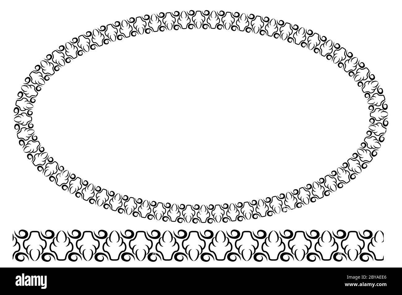 Simple Vector Black Rounded Corner Circle Floral Frame, Isolated On ...