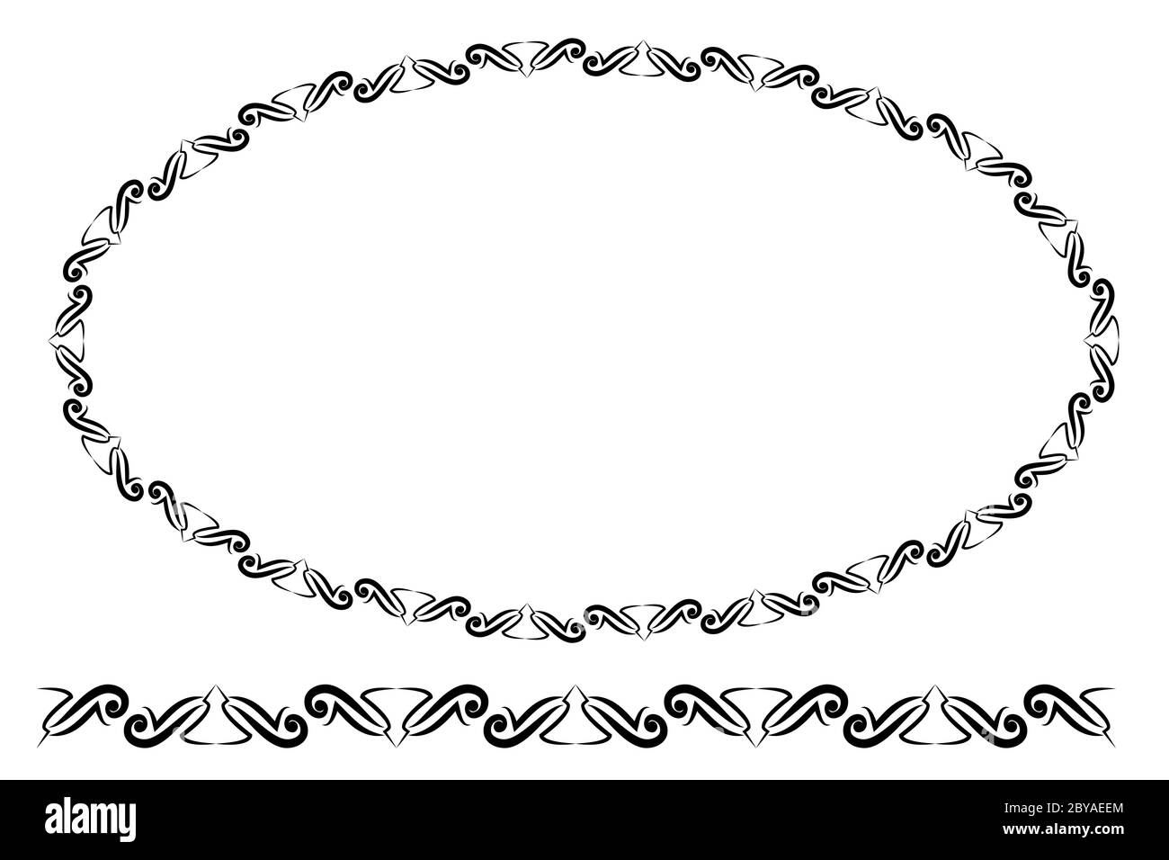 Simple Vector Black Rounded Corner Circle Floral Frame, Isolated On ...