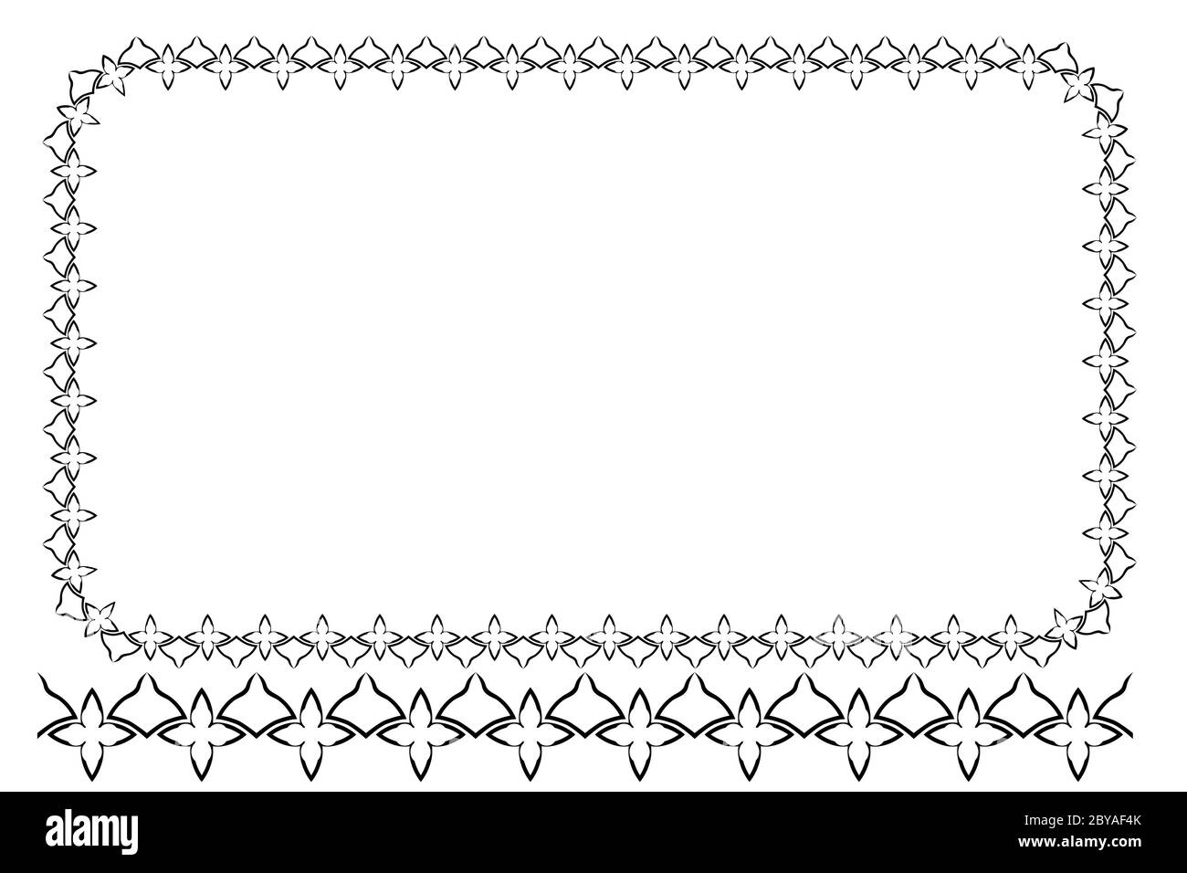 Vector Simple Shape Rectangle and Line Black Frame, Isolated On White ...