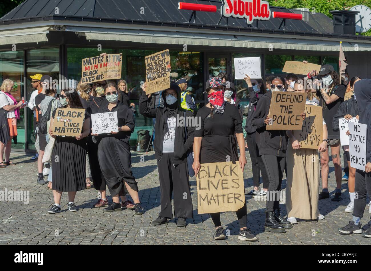 Malmö, Sweden. 9th June 2020. Black Lives Matter peaceful protest takes ...