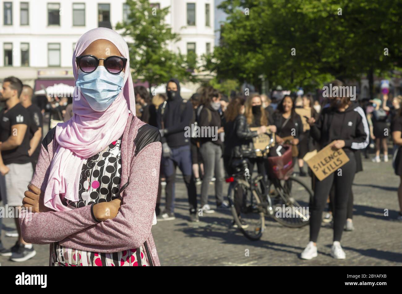 Malmö, Sweden. 9th June 2020. Black Lives Matter peaceful protest takes ...