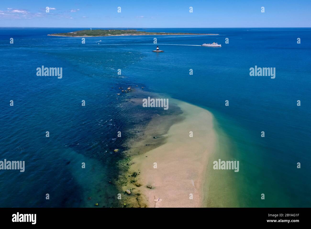 Seascape with Orient Point Lighthouse in Long Island, New York. Orient ...