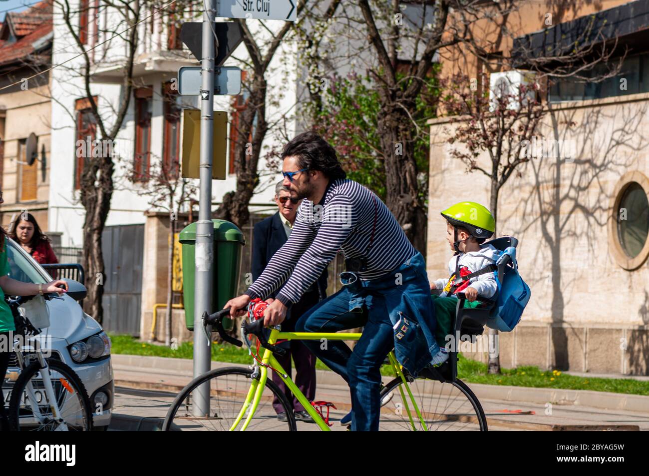 Timisoara, Romania - April 03, 2016: People riding their bicycles at ...