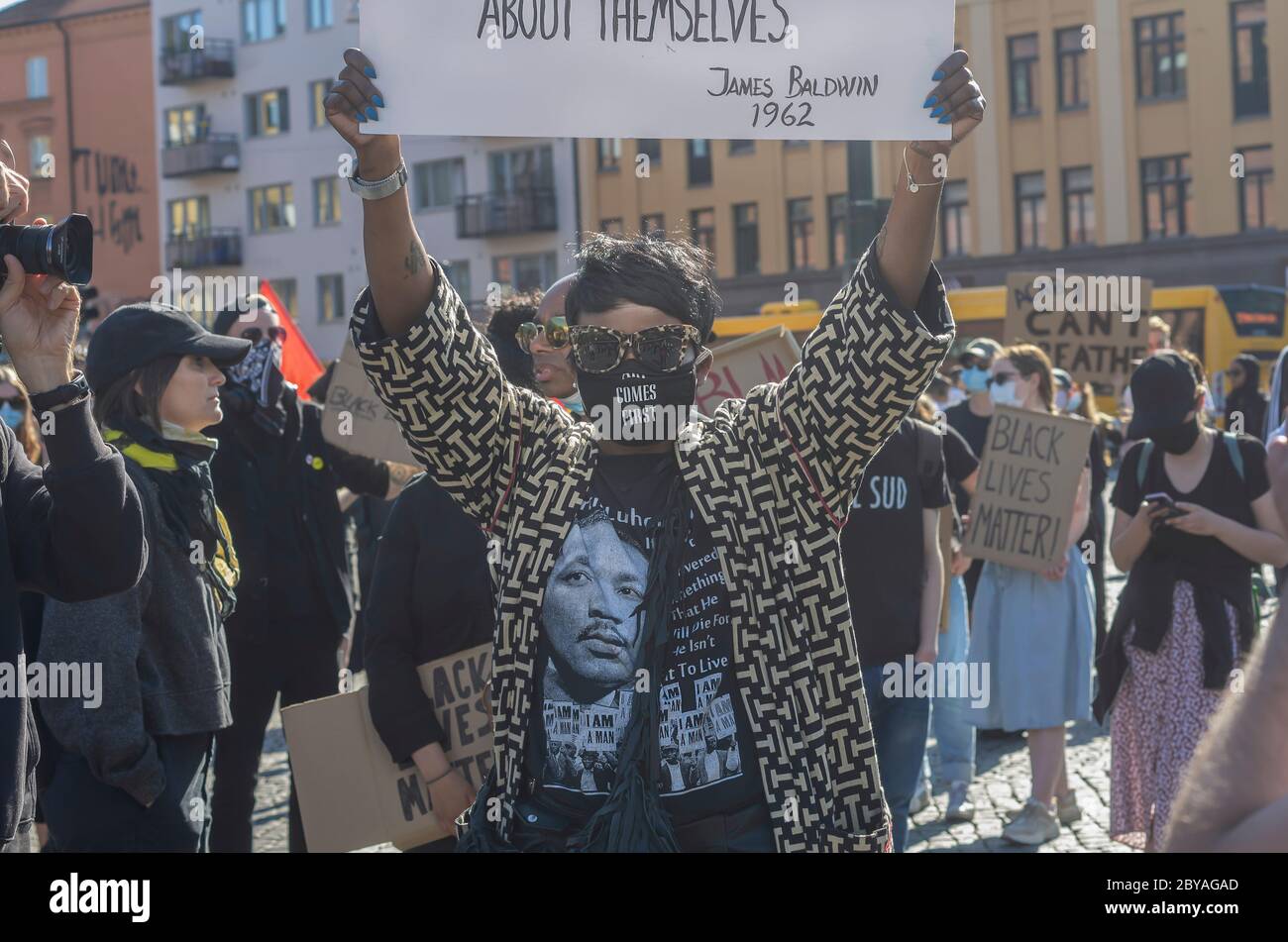 Malmö, Sweden. 9th June 2020. Black Lives Matter peaceful protest takes ...