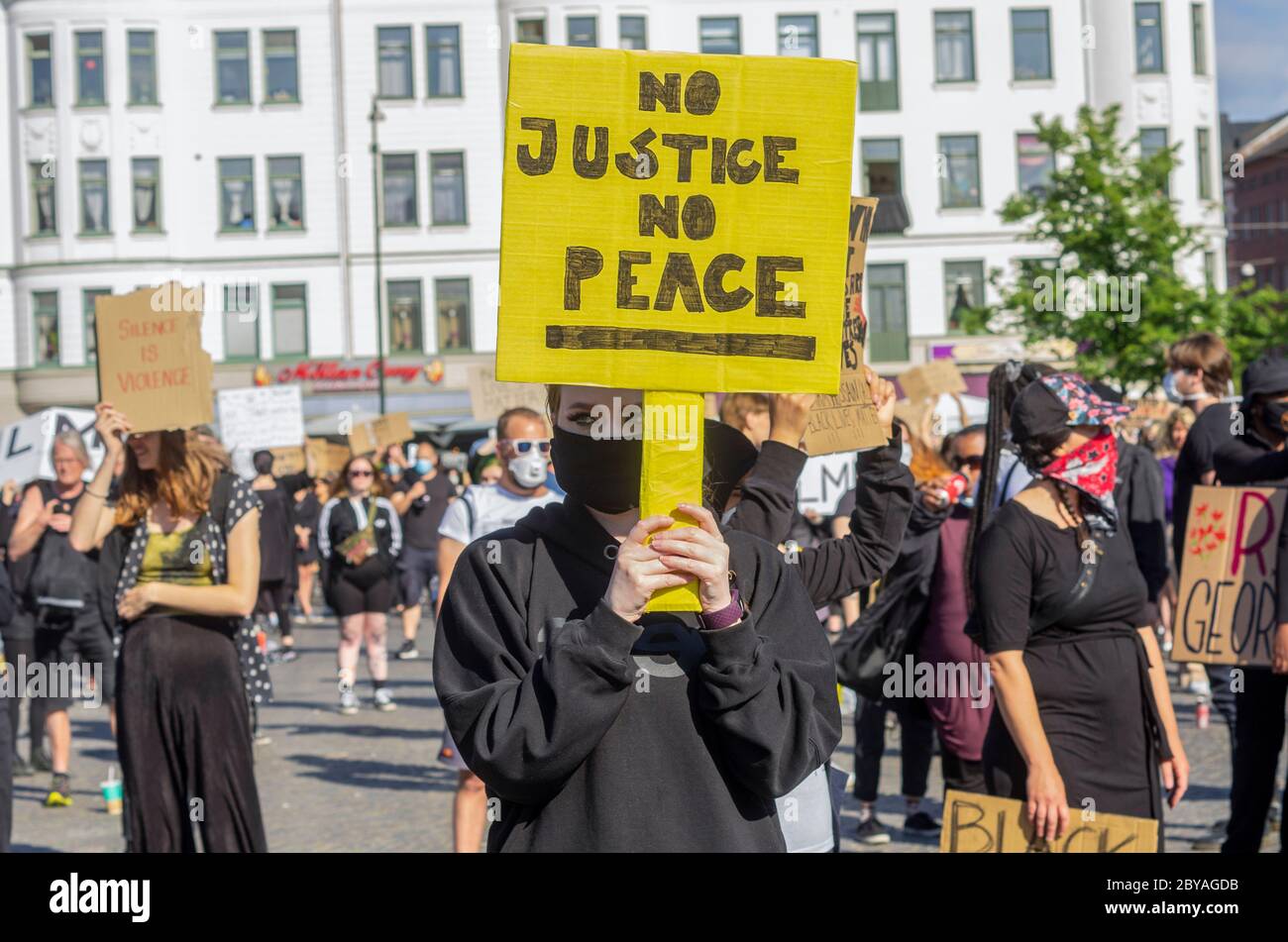 Malmö, Sweden. 9th June 2020. Black Lives Matter peaceful protest takes ...