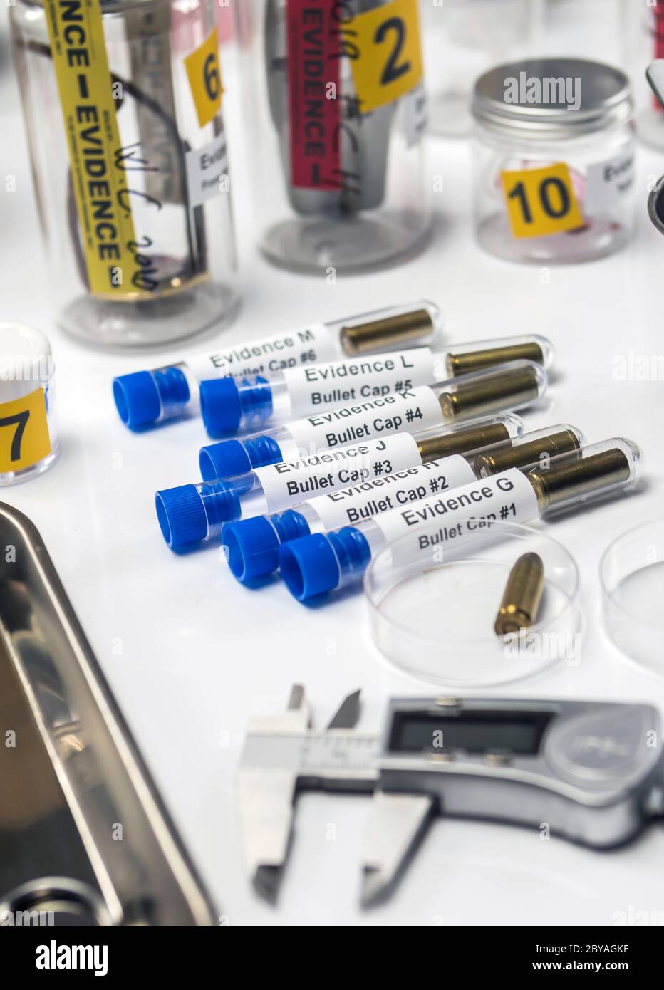 bullet in ballistic Laboratory, conceptual image Stock Photo - Alamy