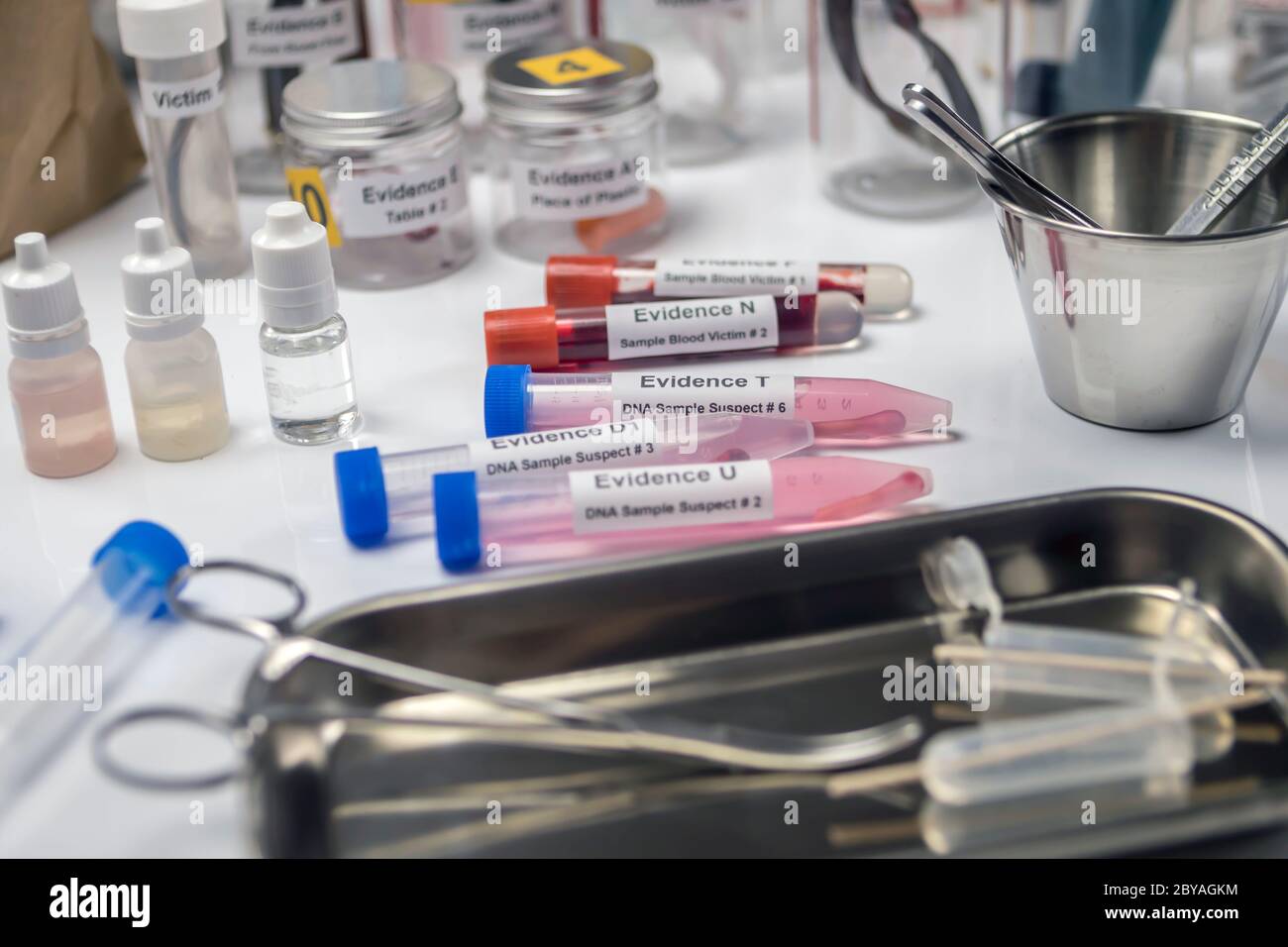 Hematological analysis with forensic test kit in a murder in a crime ...