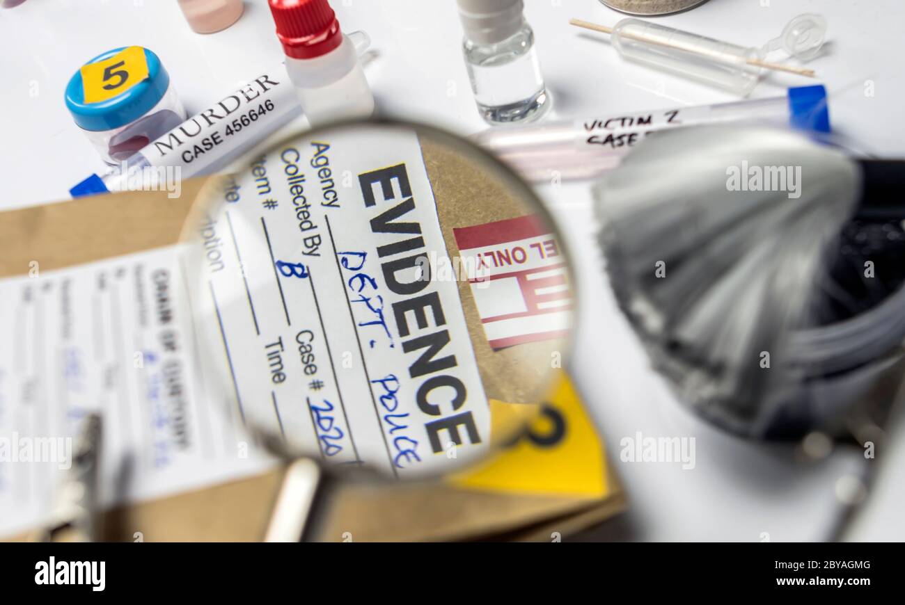 Various laboratory tests forensic equipment, conceptual image Stock ...