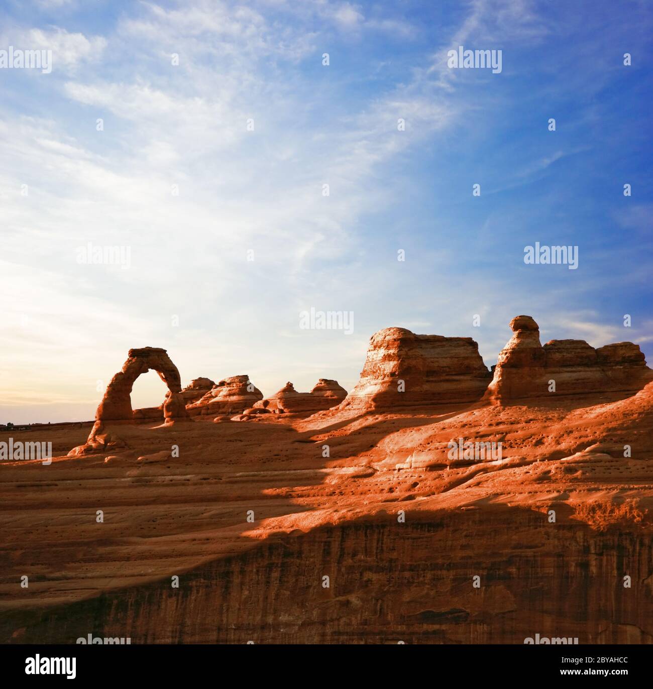 Sunny day in Arches Canyon Stock Photo - Alamy