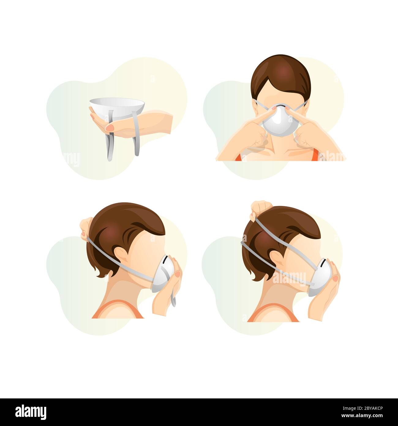 Steps to Wear Protective Face Mask - Icon as EPS 10 File Stock Vector ...