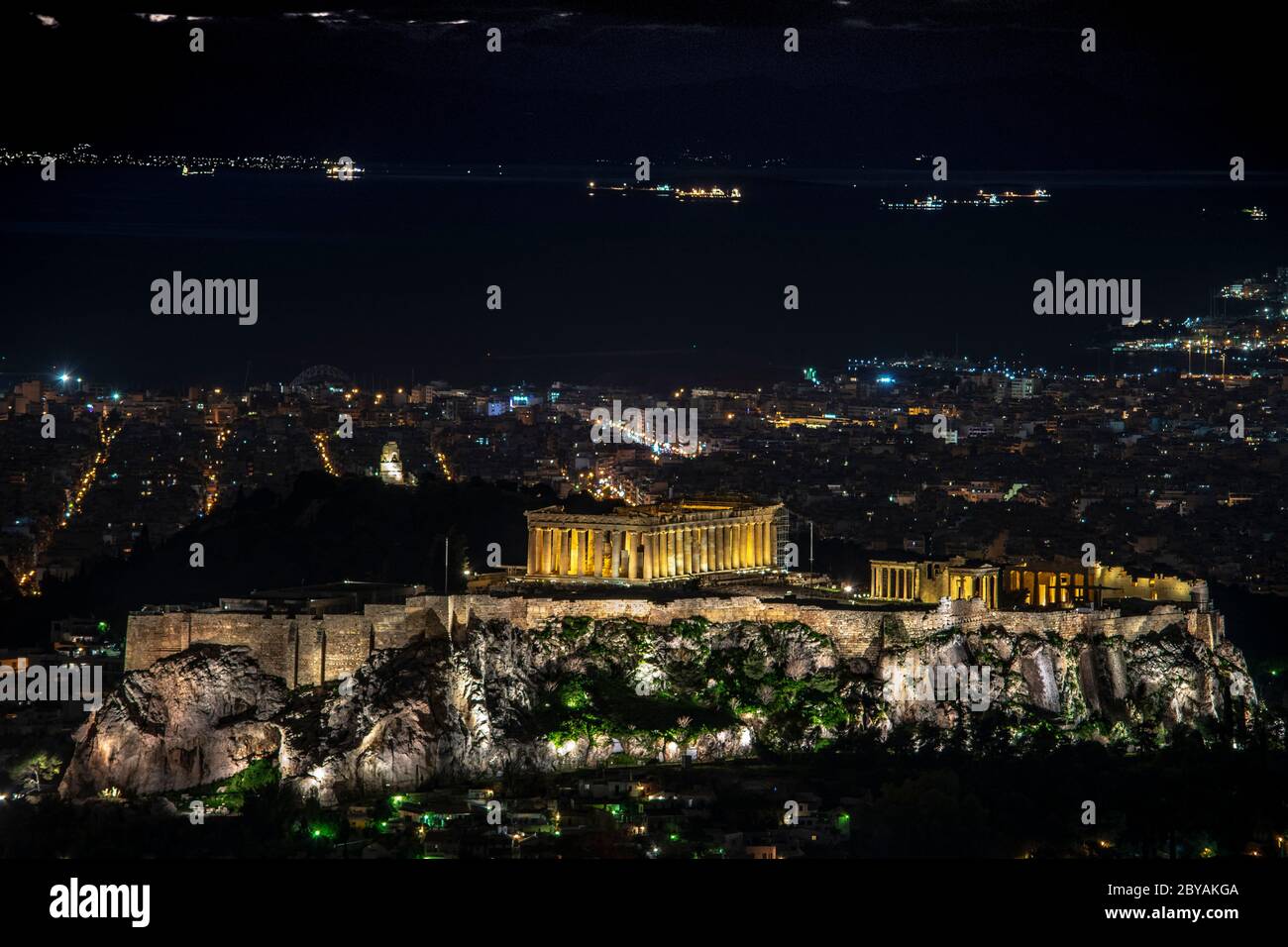 Acropolis night view from a viewpoint in Athens Stock Photo - Alamy
