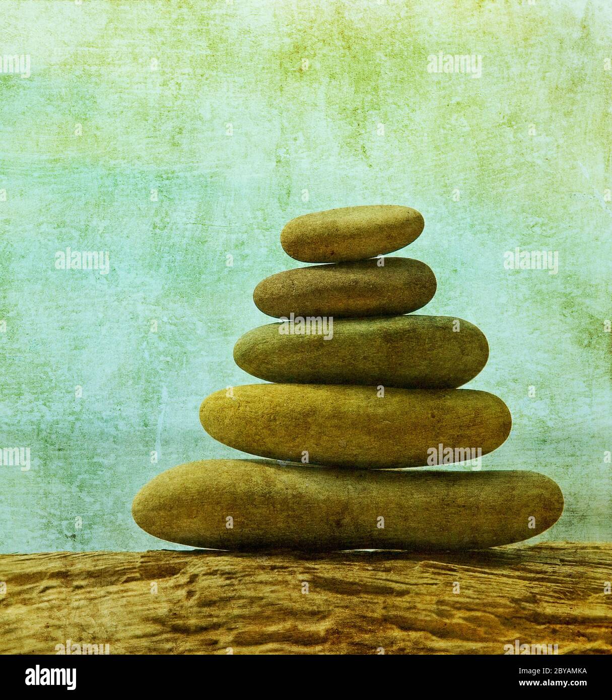 vintage image of pebble stack Stock Photo - Alamy