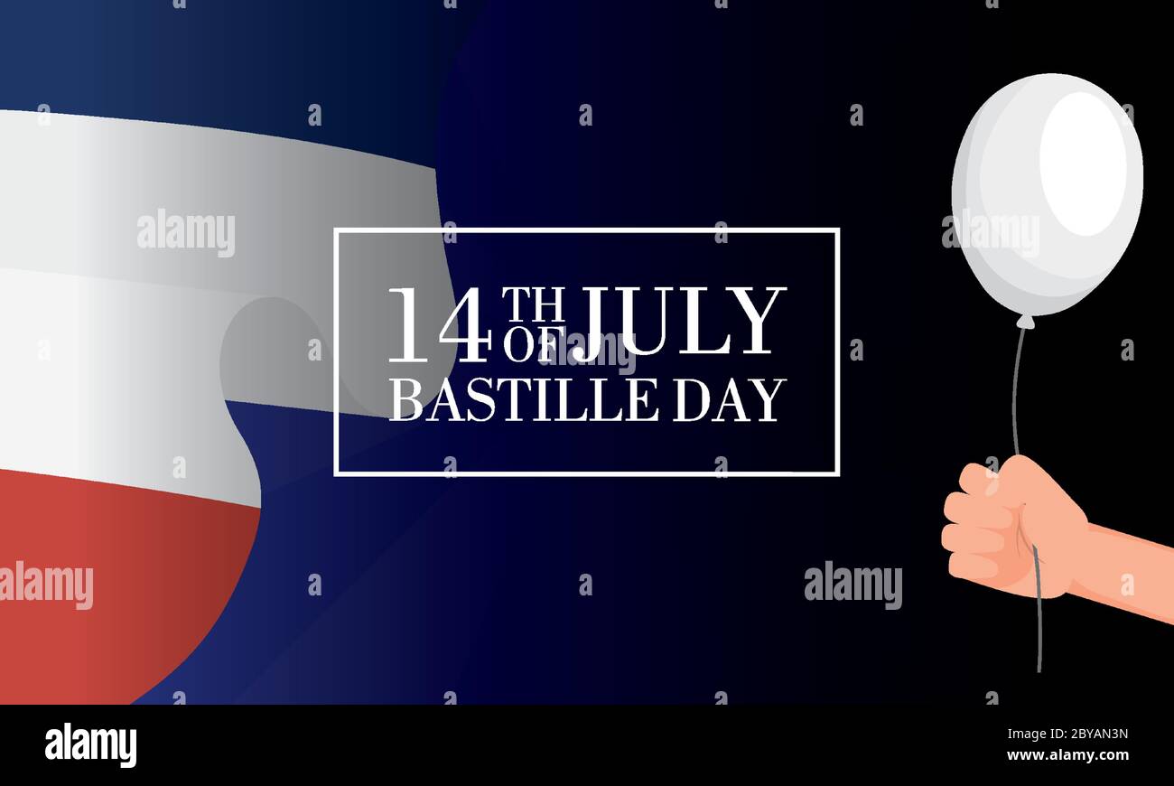 bastille day celebration card with france flag and balloons helium ...