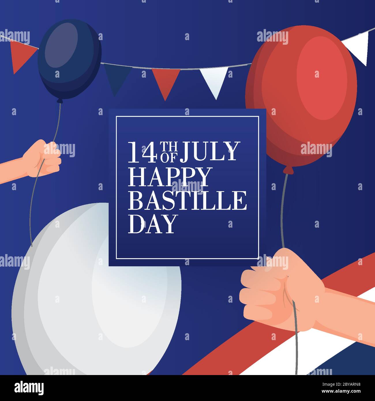 bastille day celebration card with france flag and balloons helium ...